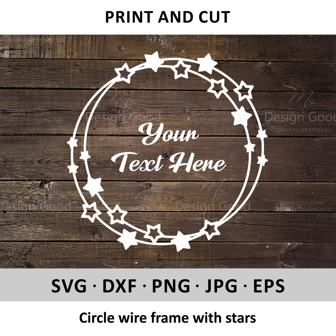 Circle Monogram SVG, Round Wire Frame With Stars. Holiday Decor ...