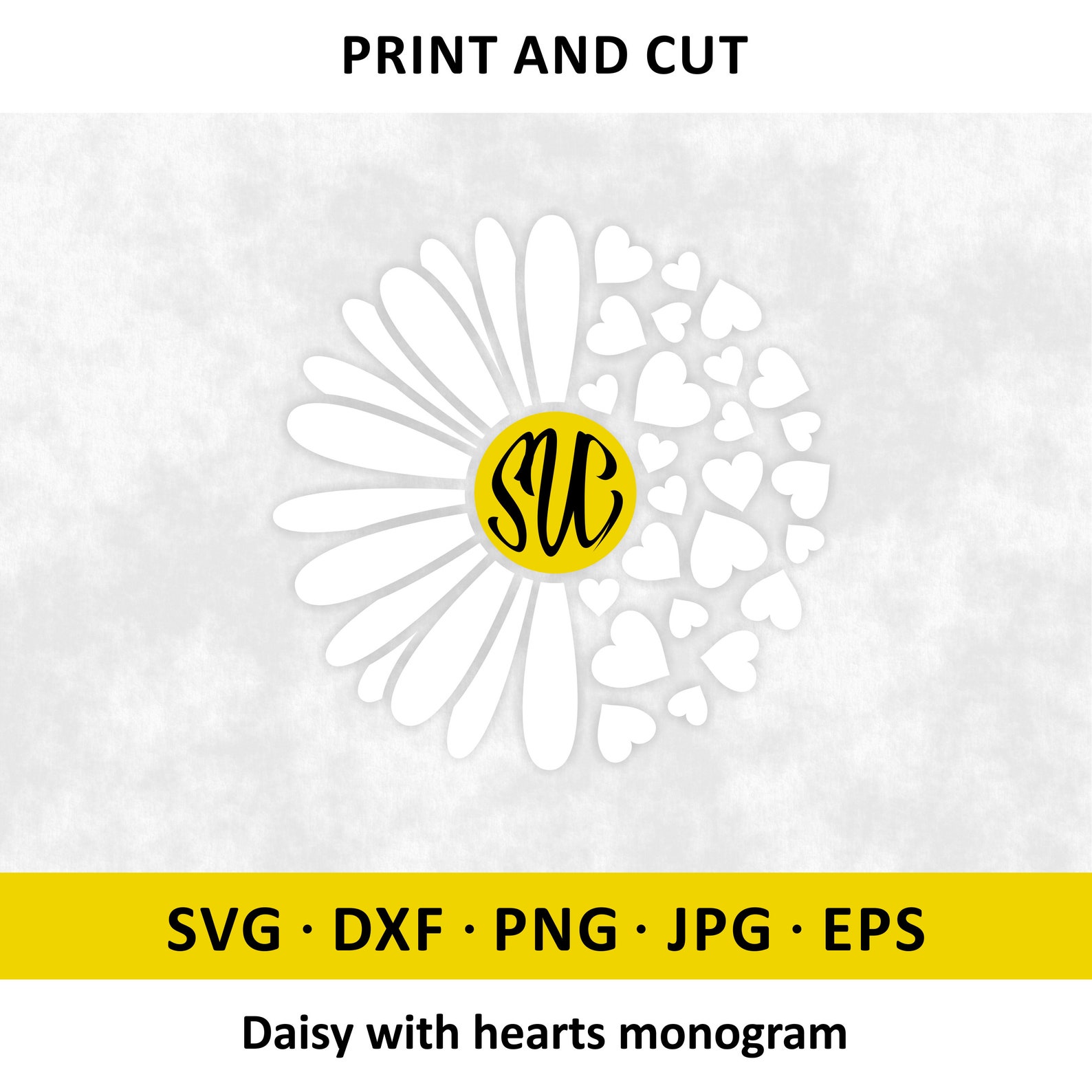 Daisy Monogram SVG Daisy With Hearts Cut File Nice Flower - Etsy