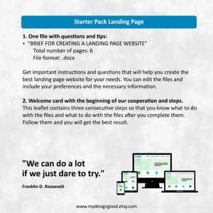 Starter Pack - Landing Page. With Questions and Tips for Further ...