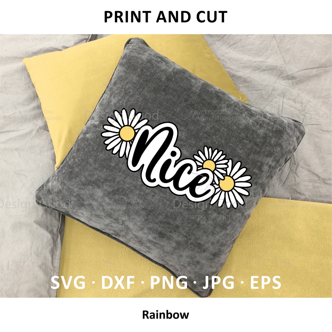 Rainbow Daisy svg Rainbow with flowers Yellow color rainbow | Etsy