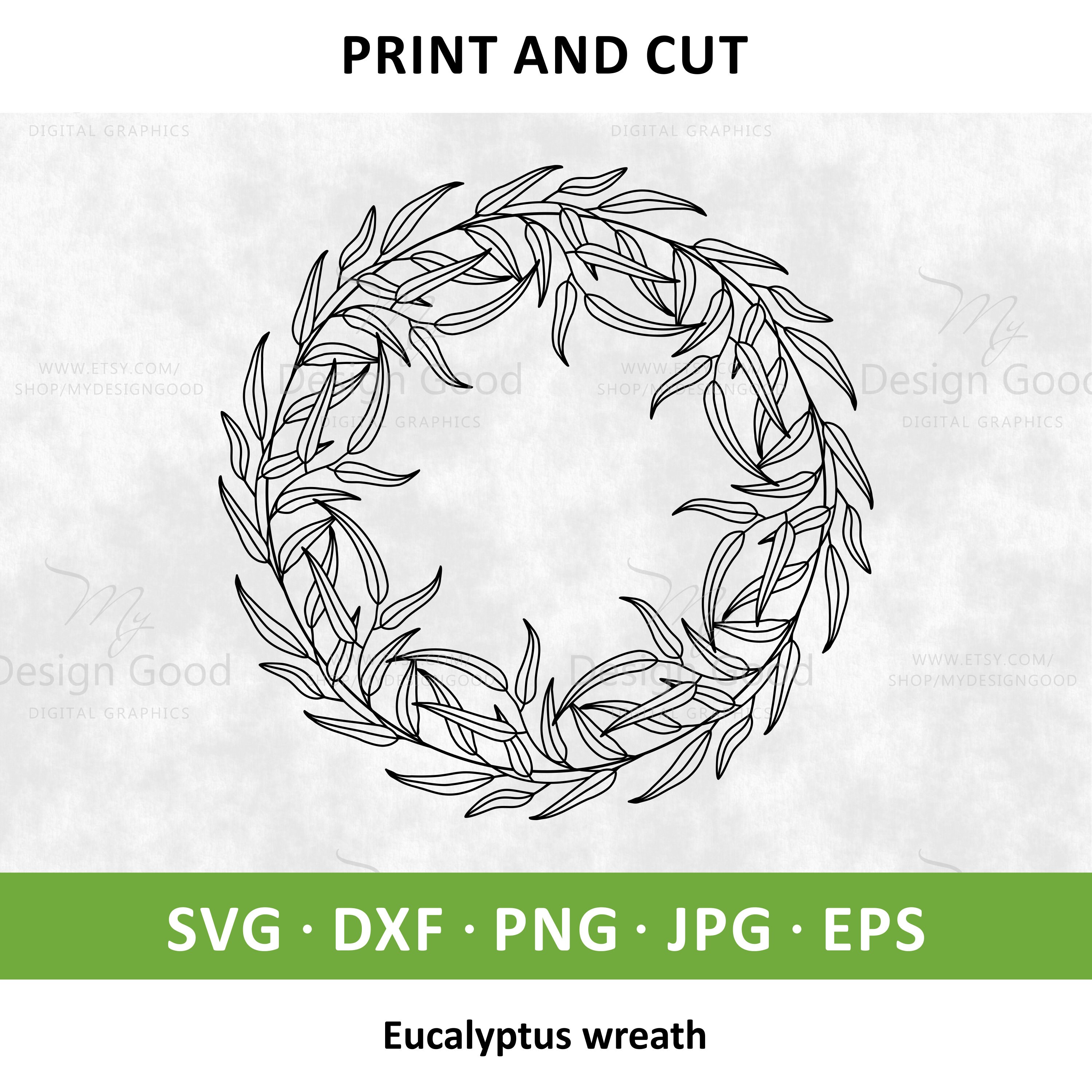 Eucalyptus wreath svg Circle floral svg Wedding frame svg | Etsy