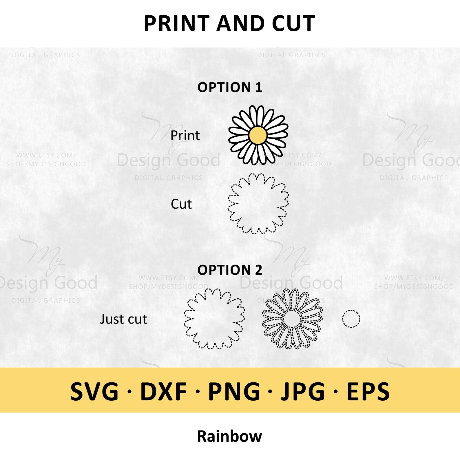 Rainbow Daisy Svg Rainbow With Flowers Yellow Color Rainbow - Etsy