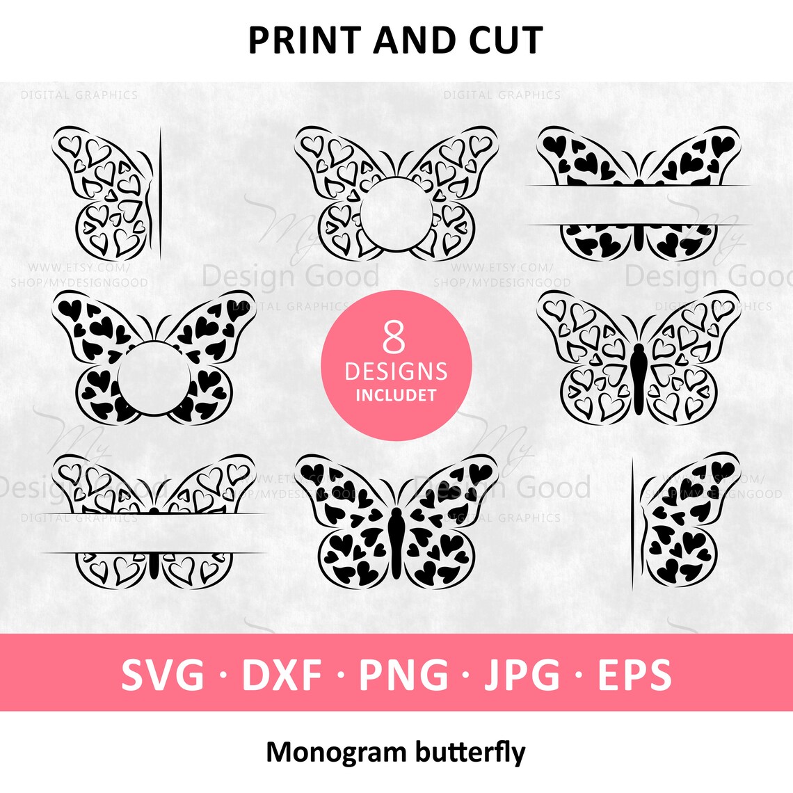 Butterfly Monogram SVG. Monogram Bundle Svg Butterfly With | Etsy