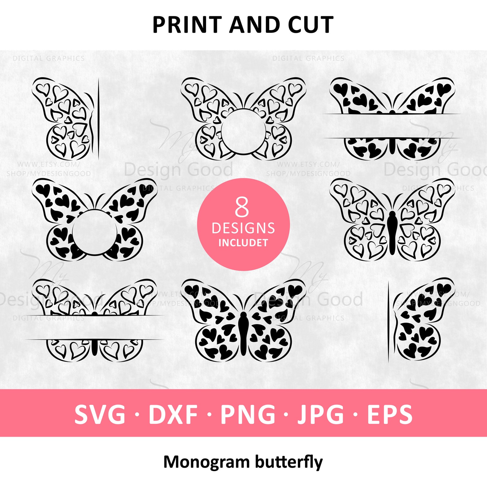 Butterfly Monogram SVG. Monogram Bundle Svg Butterfly With | Etsy