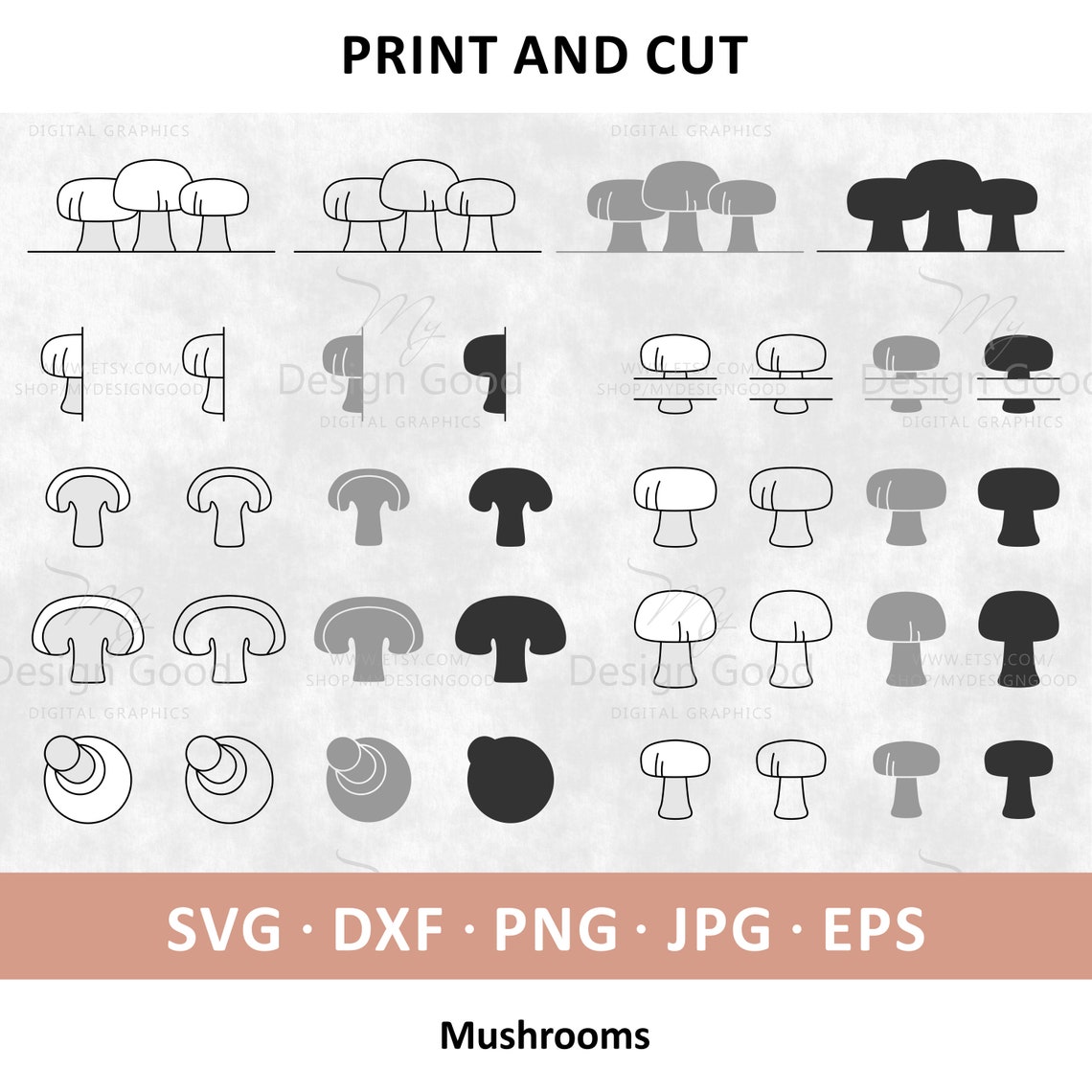 Mushrooms Svg Bundle Svg Mushroom Monogram Svg Fungus Svg - Etsy Canada