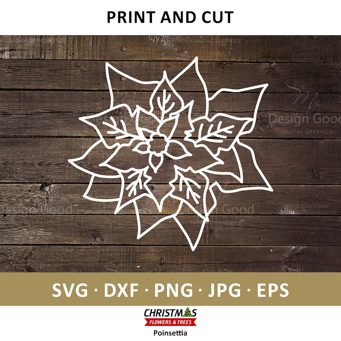 Christmas Flower svg Poinsettia SVG. Clipart Winter Flowers. | Etsy