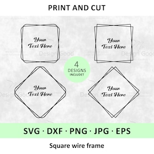 Square Monogram SVG, Square Wire Frames Bundle. Design for DIY, Holiday ...