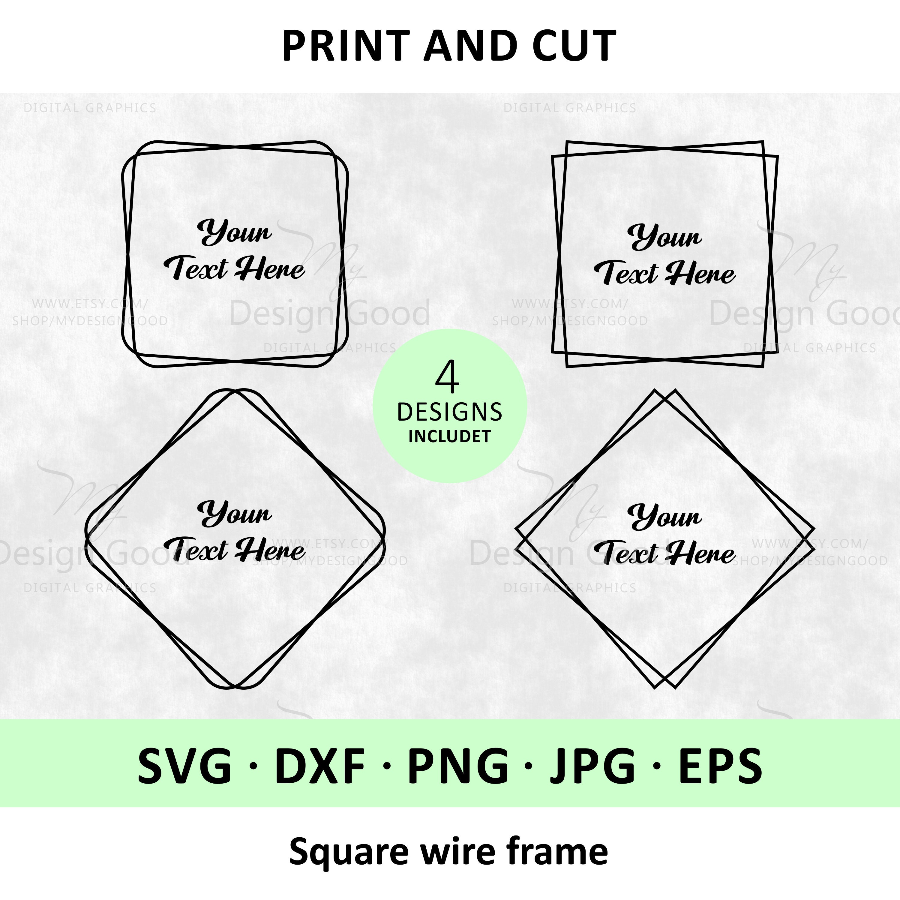 Square Monogram SVG, Square Wire Frames Bundle. Design for DIY, Holiday ...