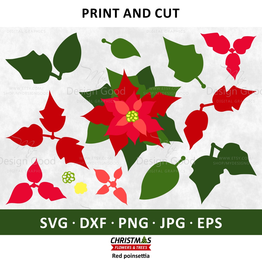 Poinsettia SVG, Christmas Flowers Svg. Flowers Template. Paper DIY ...