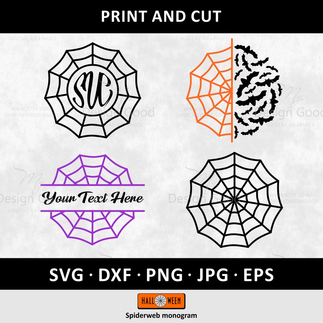 Spiderweb Monogram SVG, Spider Web With Bats Svg. Happy Halloween ...