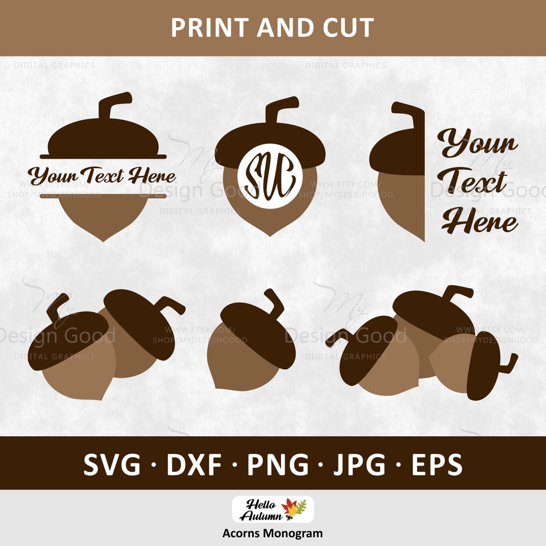 Acorns SVG, Autumn Monogram, Decor for Kids PNG. Design Holiday. Top ...