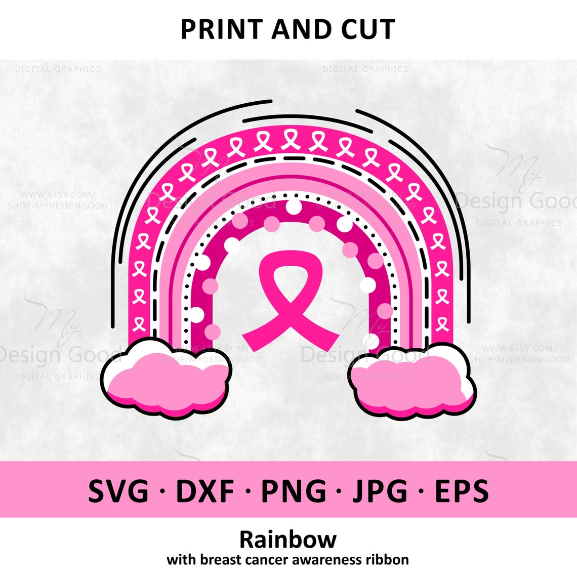 Awareness Rainbow SVG PNG. Cancer Rainbow Svg. Cute Pink - Etsy
