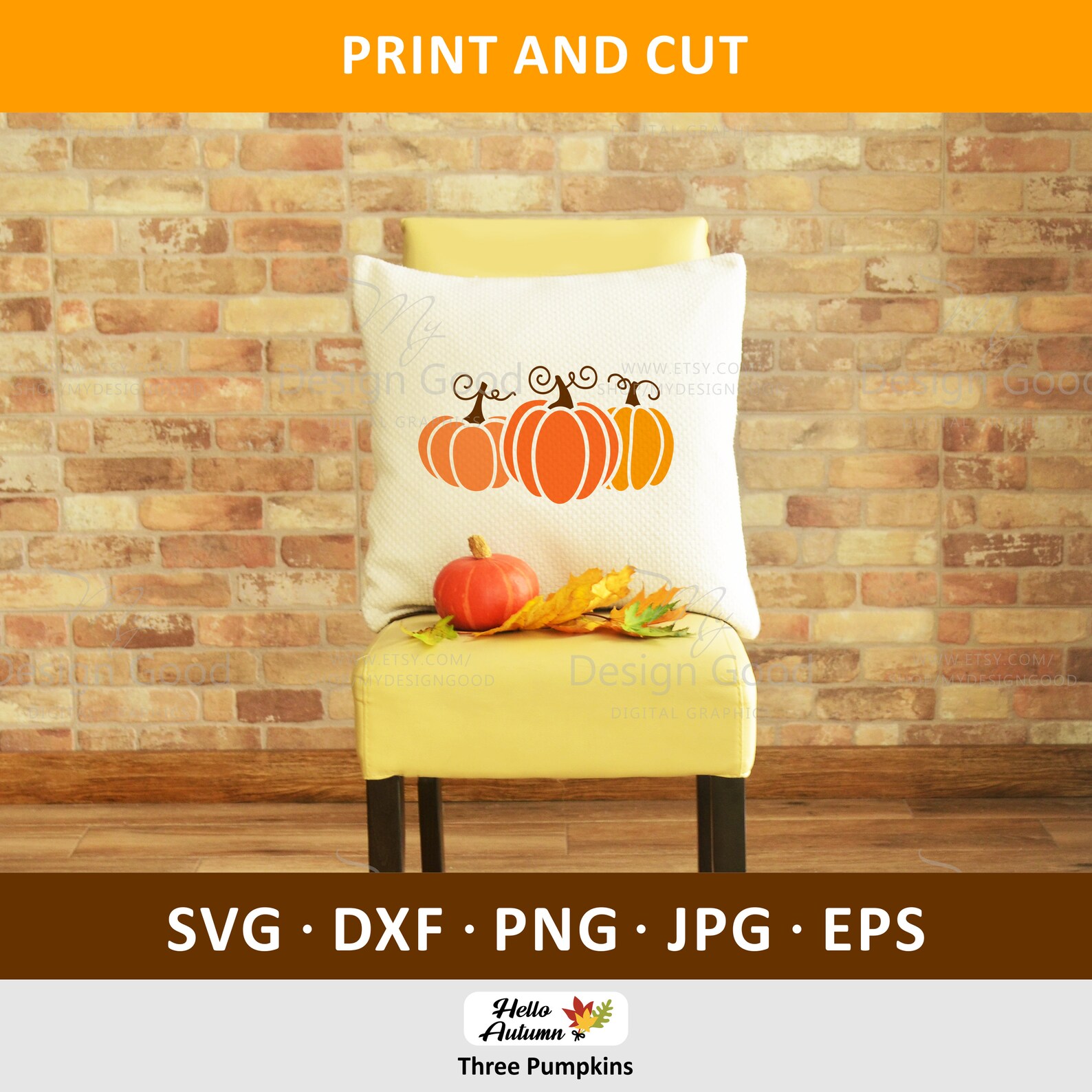 Three Pumpkins SVG, Pumpkins Clipart. Autumn Holiday Decor, Orange ...