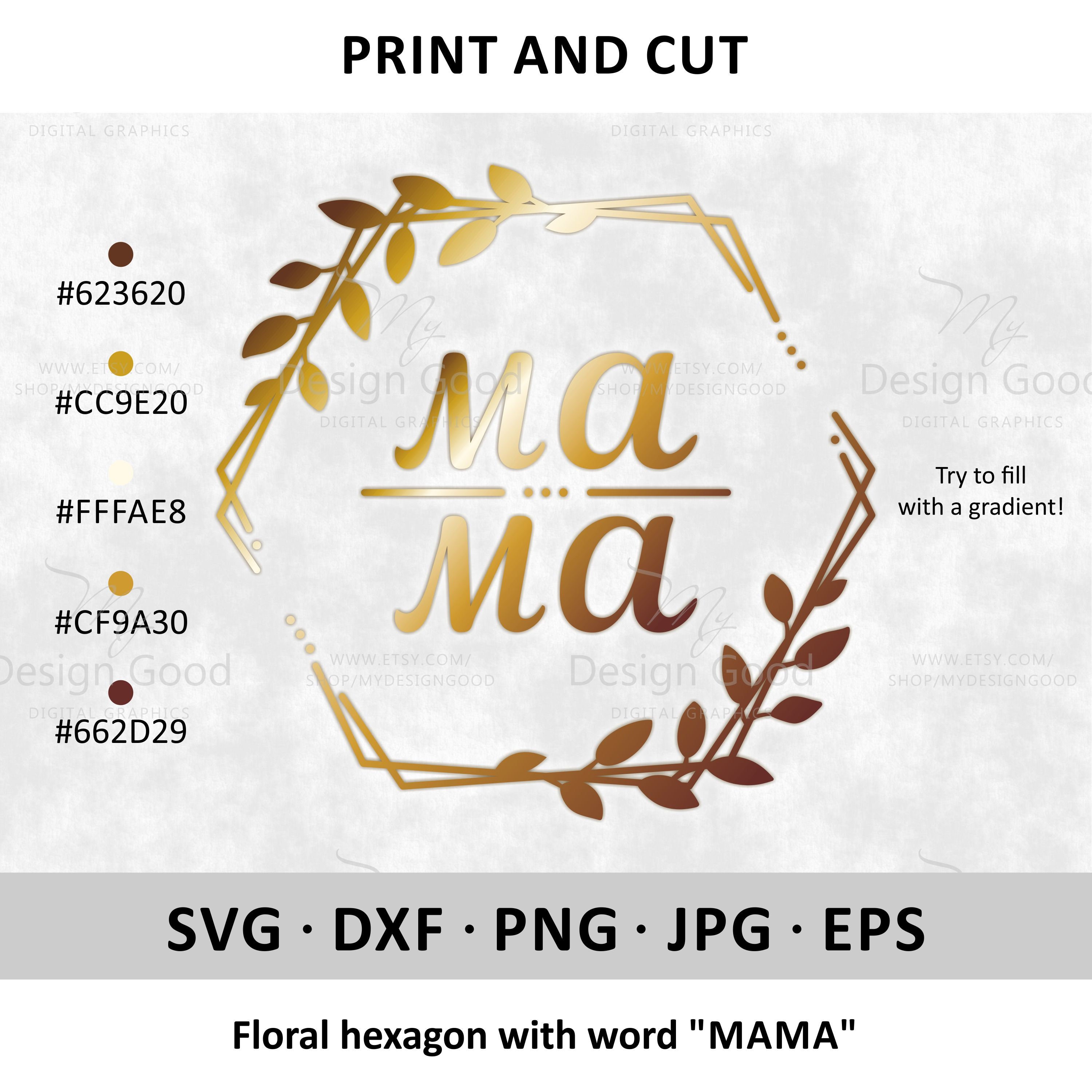 Mama Floral Hexagon Svg. Mom Laurel Frame Svg. Mama Monogram - Etsy