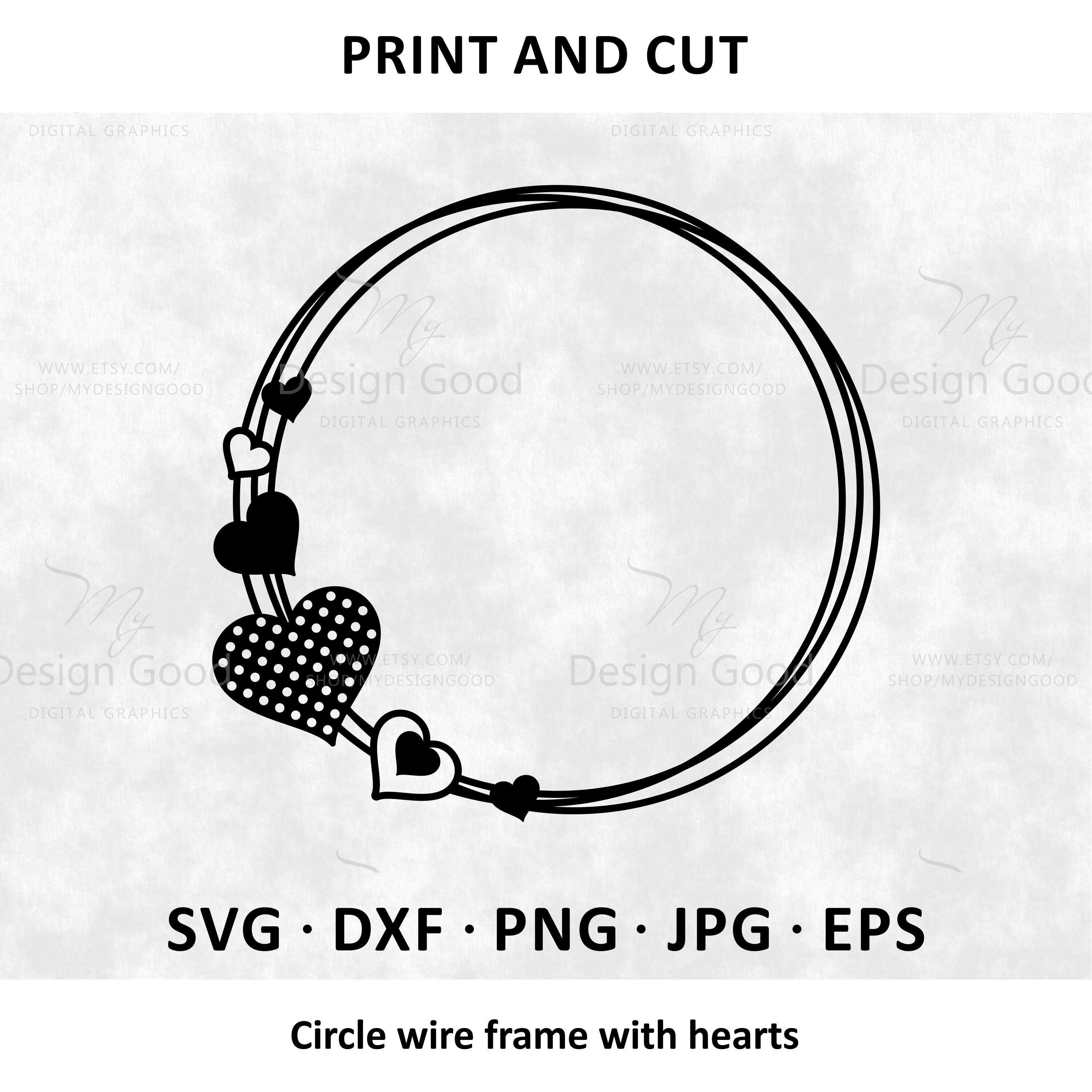 Circle Wire Frame Svg. Heart Wreath Svg. Wedding Frame Svg. - Etsy