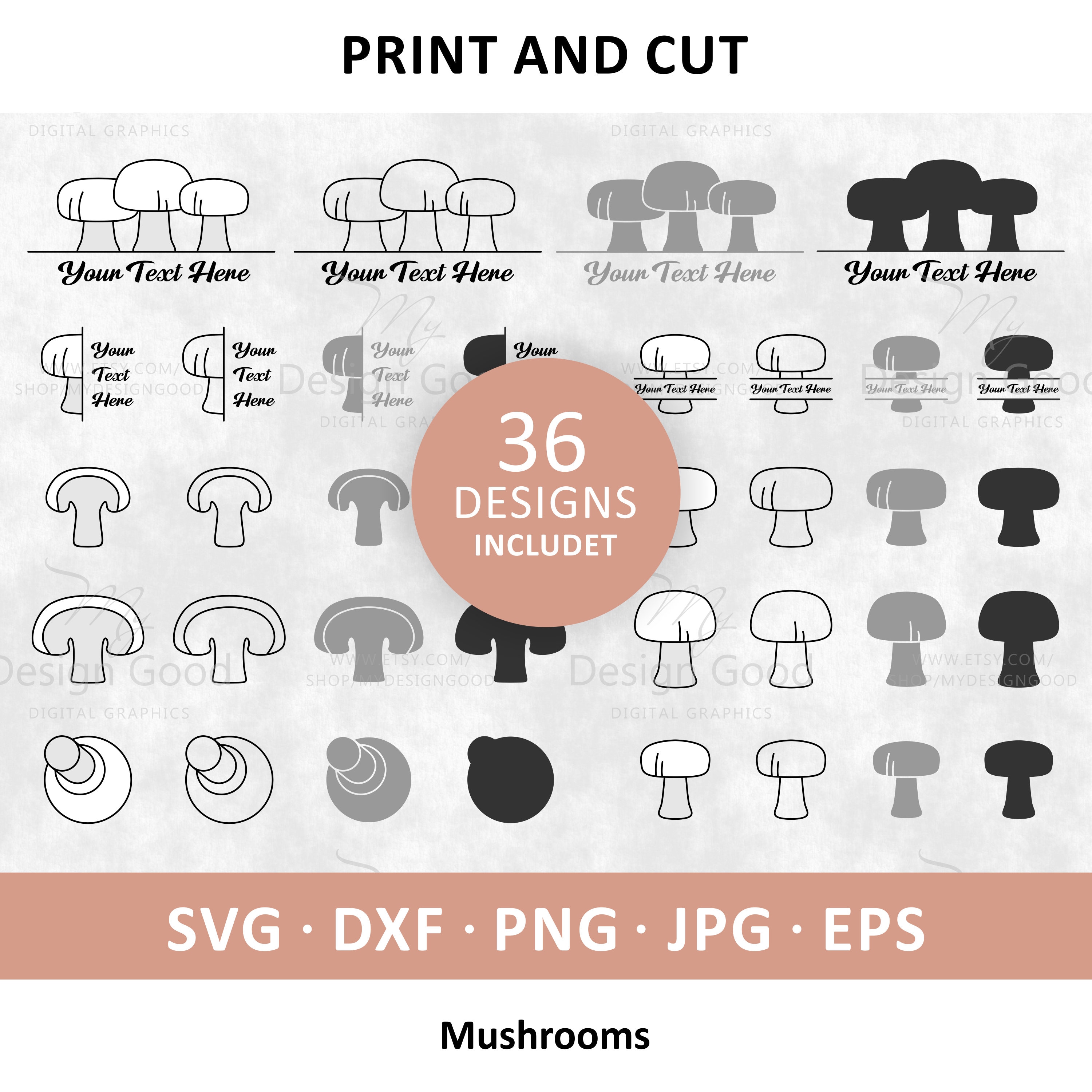 Mushrooms svg Bundle svg Mushroom monogram svg Fungus svg | Etsy