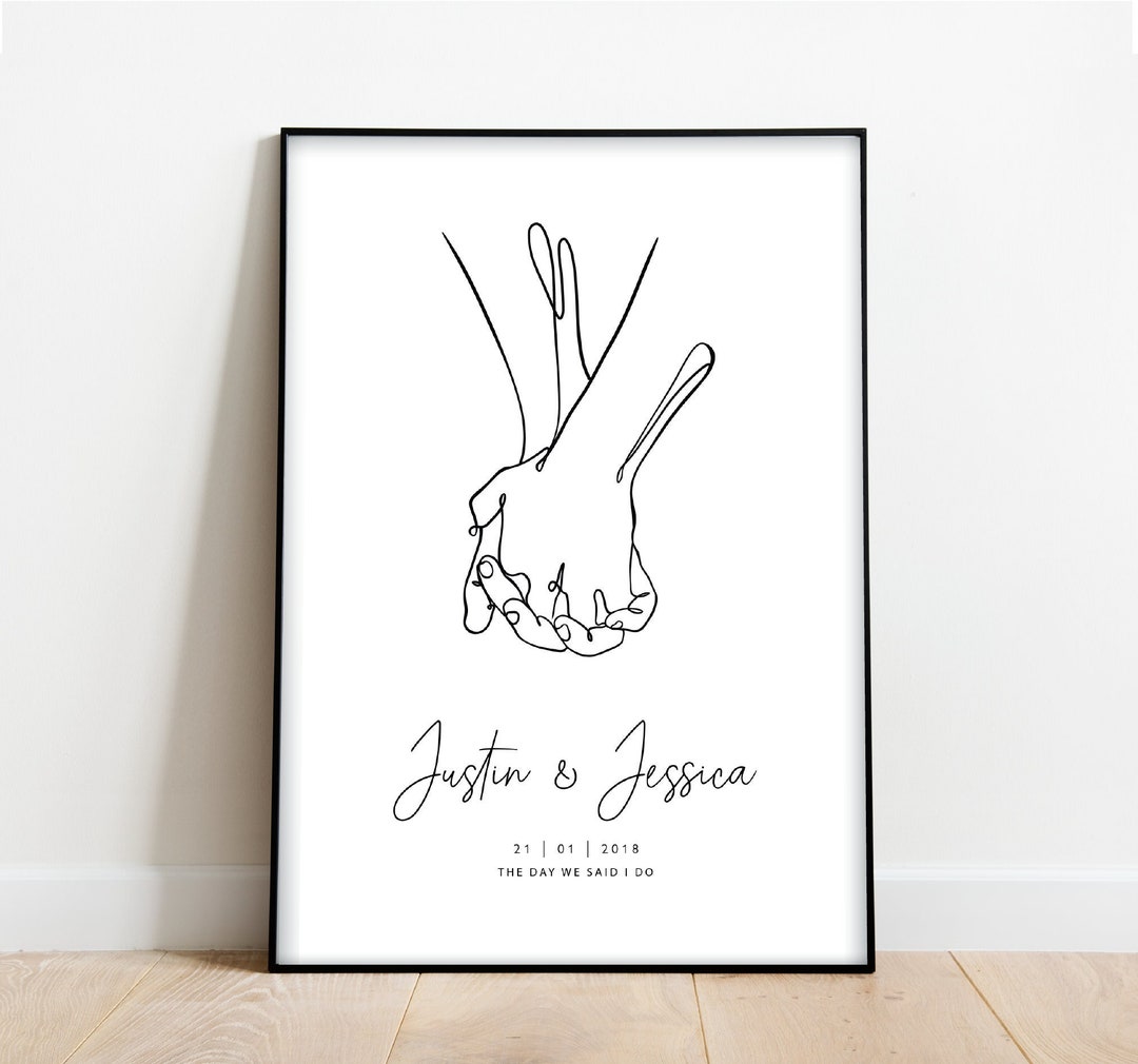 Personalised Couple Hand Print | Wedding Print | Illustration Prints ...