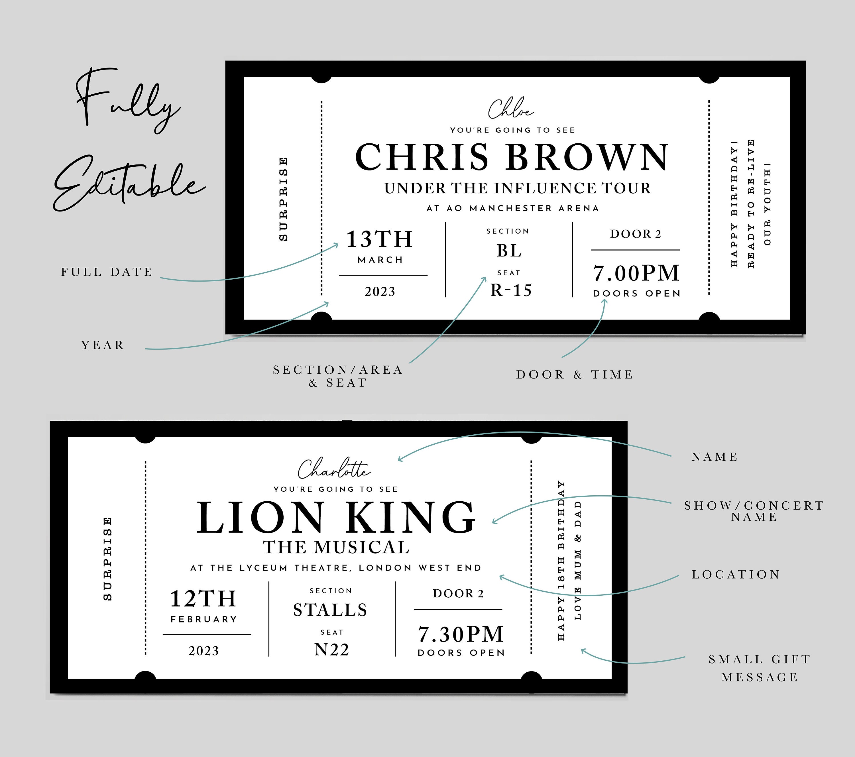 Personalised Concert Ticket: Surprise Event Reveal, Theatre, Show, Trip ...