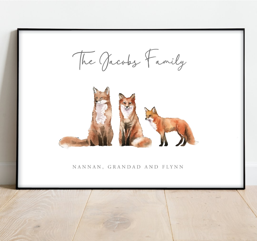 Personalised Fox Family Print Our Family Foxes Fox - Etsy
