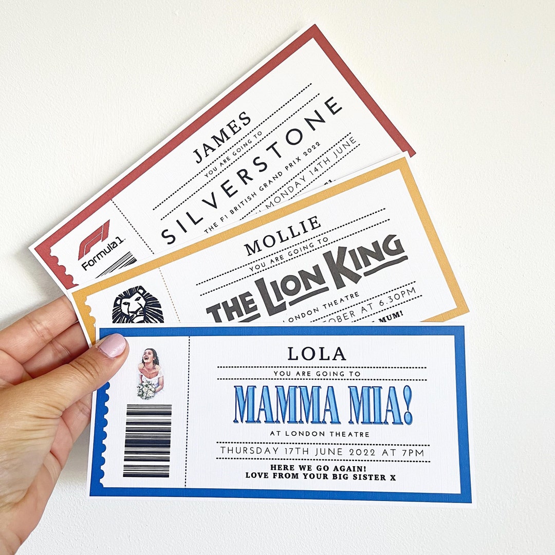 Personalised Event Ticket: Concert, Show, Theatre, Move, Trip Surprise ...