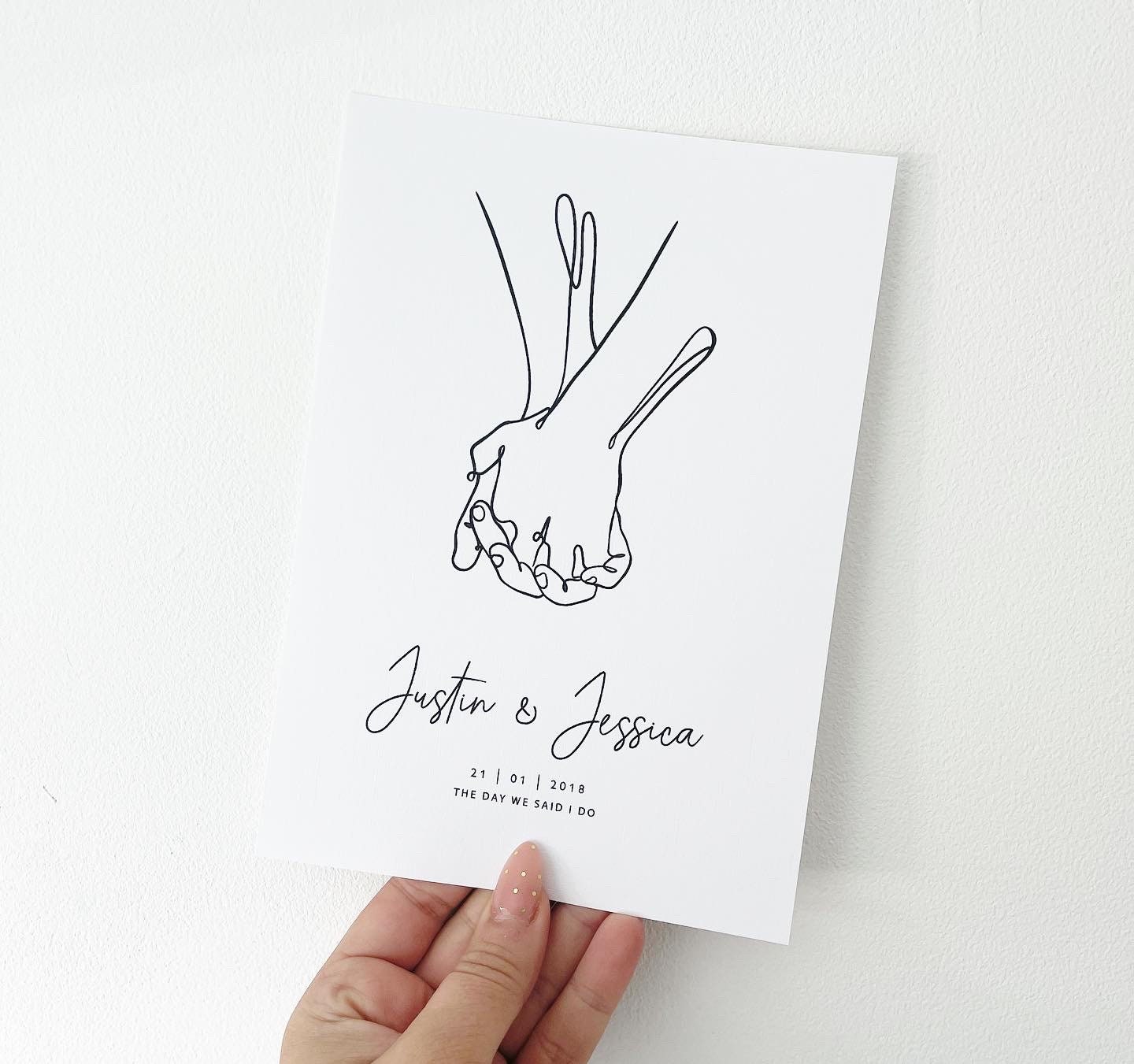 Personalised Couple Hand Print Wedding Print Illustration - Etsy
