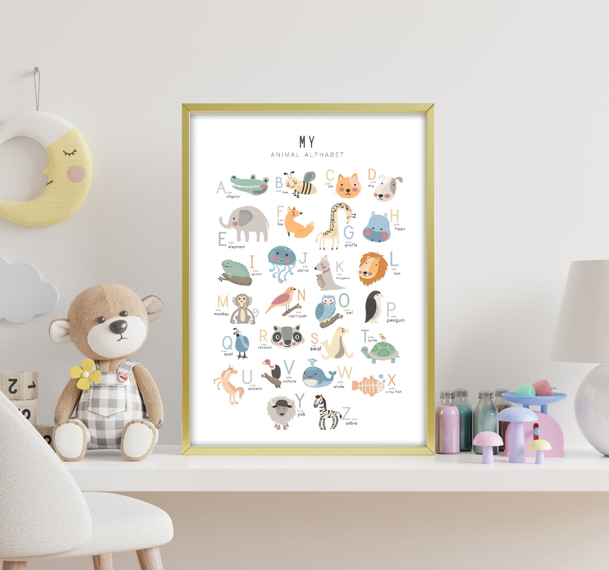 Personalised Animal Alphabet Print Birthday Gift Nursery - Etsy UK