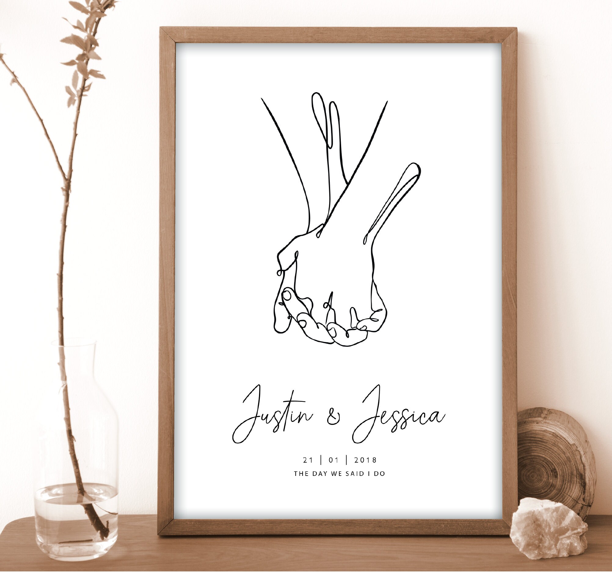 Personalised Couple Hand Print Wedding Print Illustration - Etsy