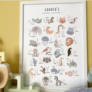 Personalised Animal Alphabet Print | Birthday Gift | Nursery Gift ...