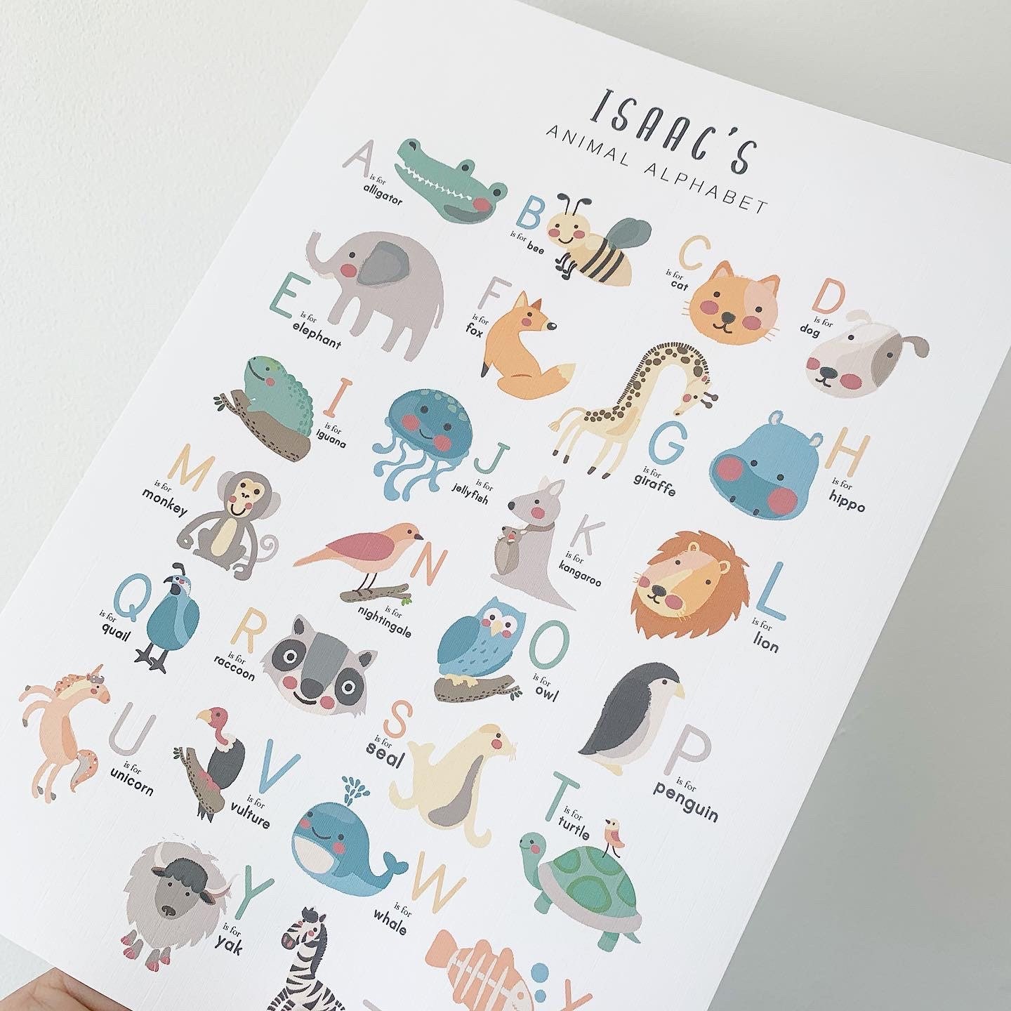 Personalised Animal Alphabet Print Birthday Gift Nursery | Etsy