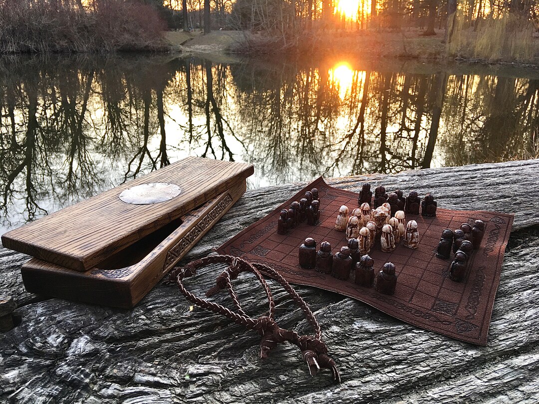 Norse Hnefatafl Board Game Table. Swedish Folk Art Custom Chess Set ...