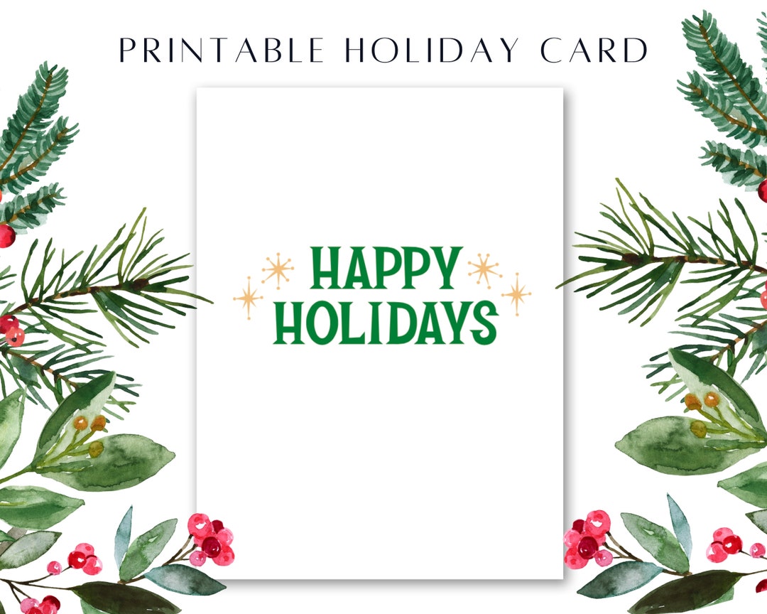 DIGITAL Happy Holidays Card | Printable Christmas Postcards | Instant ...