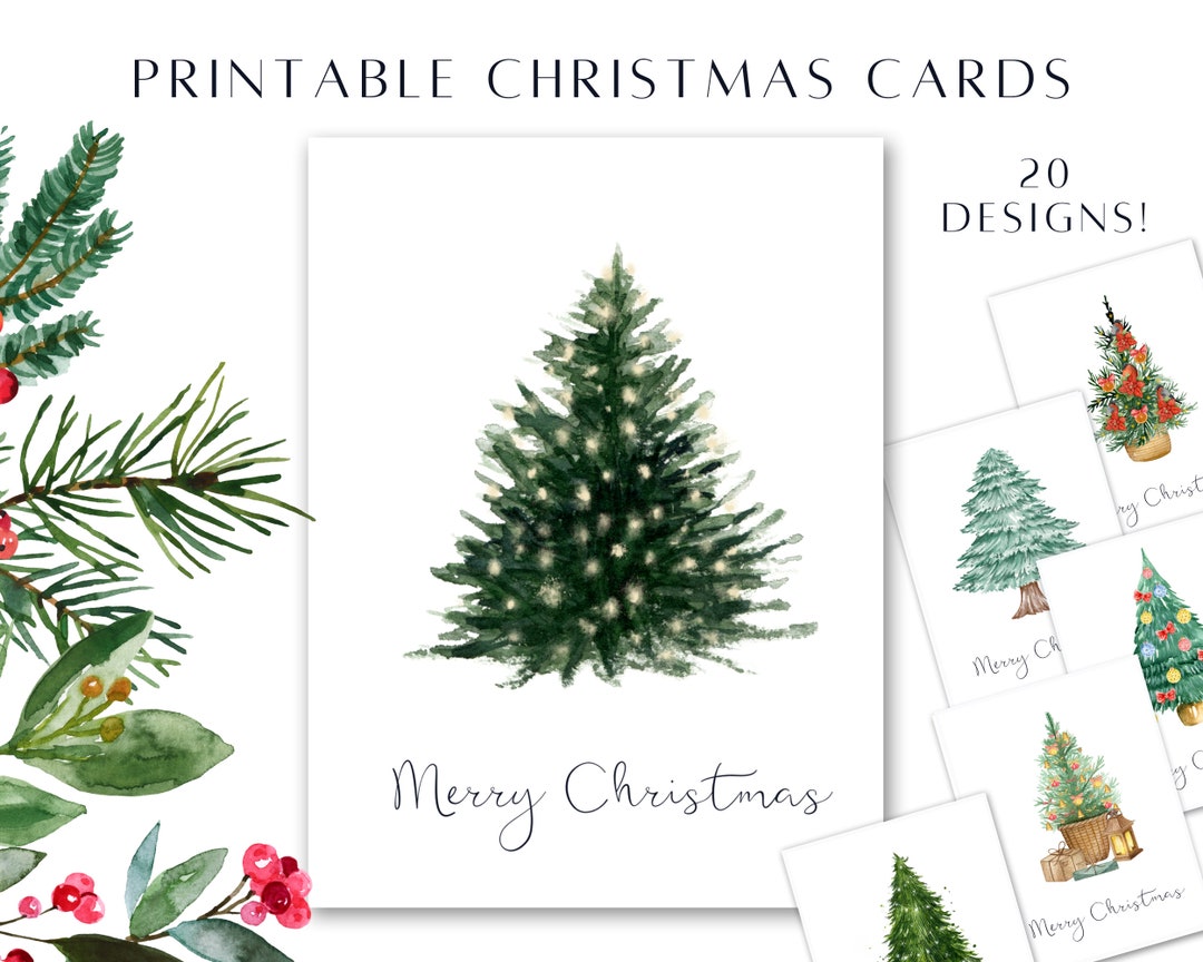 DIGITAL Christmas Cards 20 Printable Merry Christmas Postcards Vintage ...