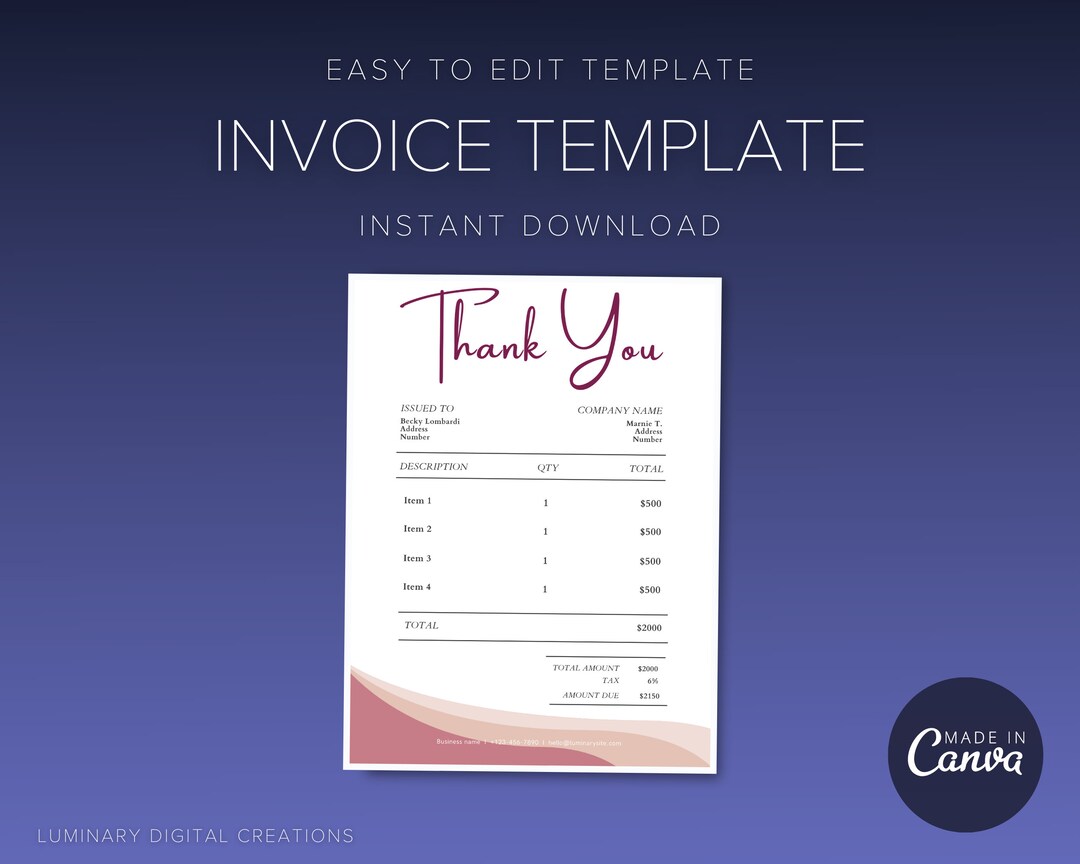 Invoice Template Printable Invoice Coaching Invoice Canva - Etsy