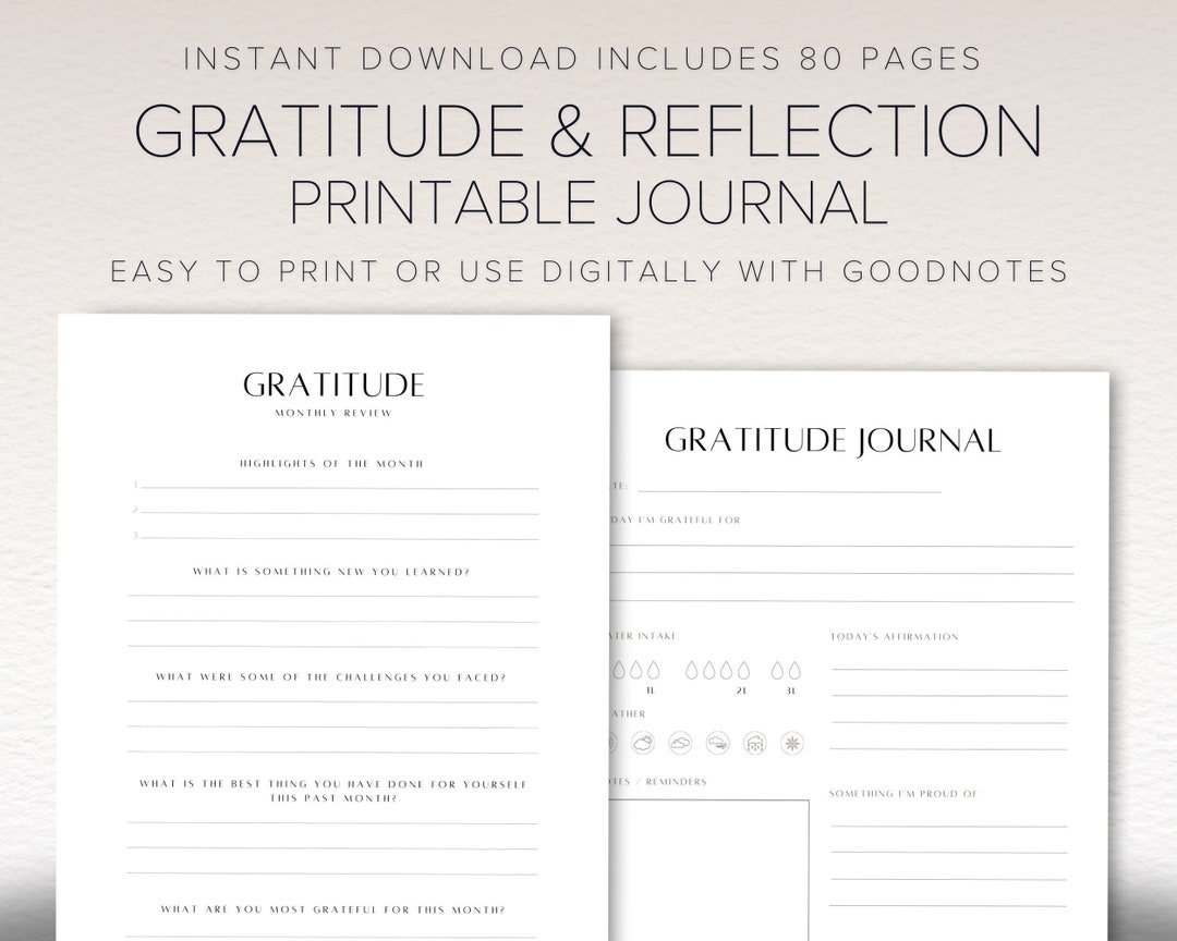 Gratitude & Reflection Journal | Instant Download Printable Template ...