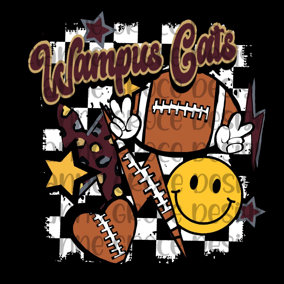 Wampus Cats Retro Football Digitaldesign Download Transparent ...