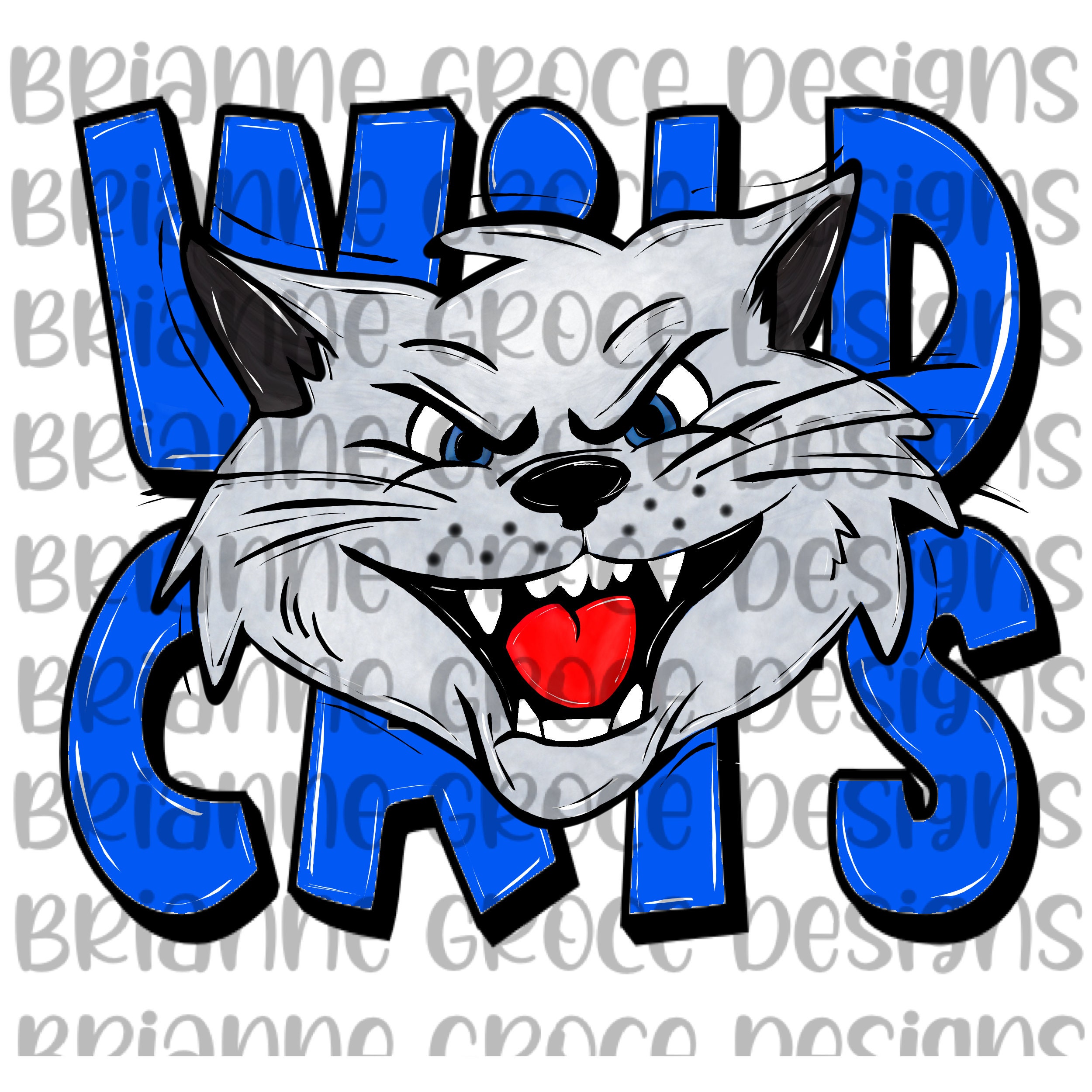 Wildcats Grey Blue Mascot School Digital Design Download - Etsy