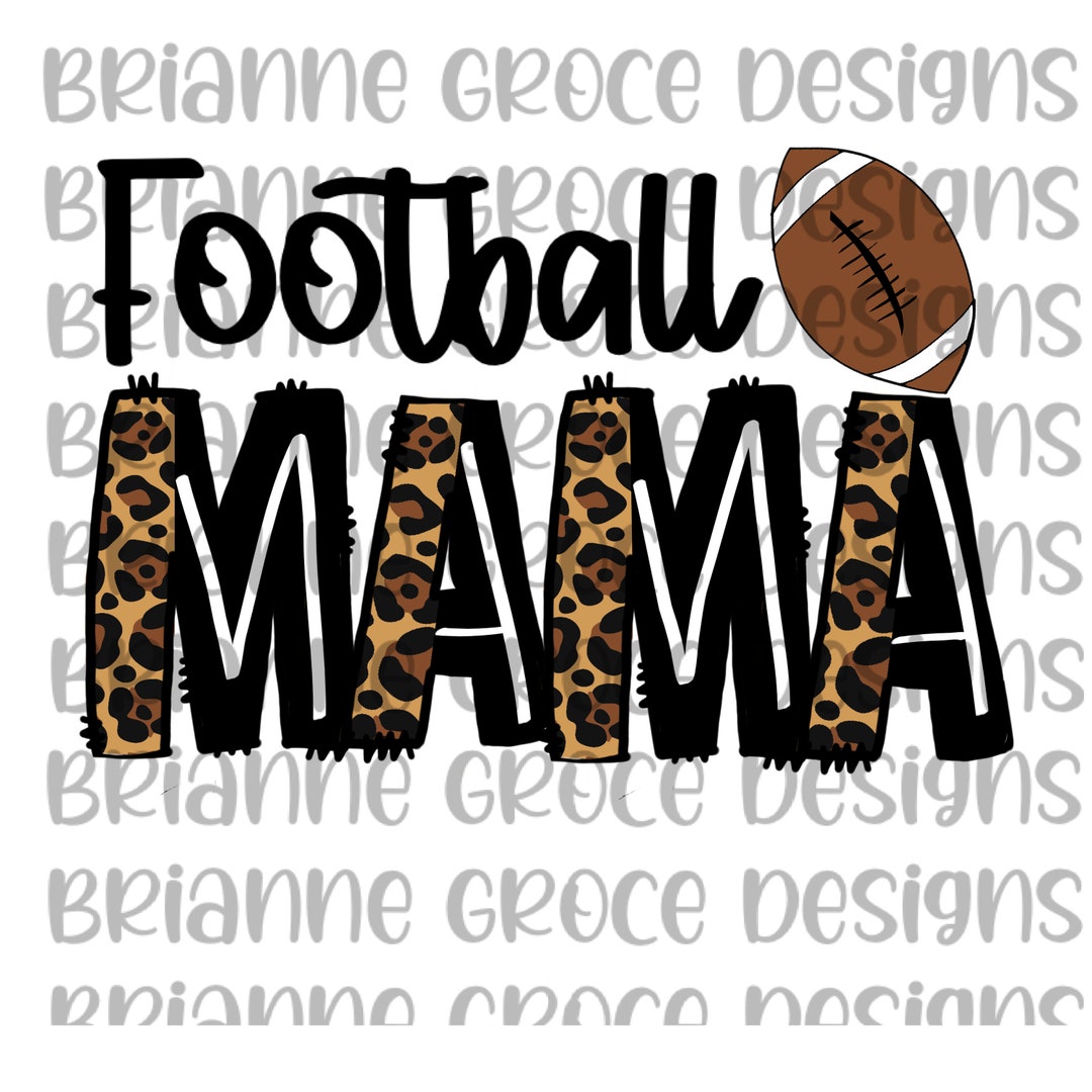 Black Leopard Doodle Letters Football Mama Digital Design Instant ...