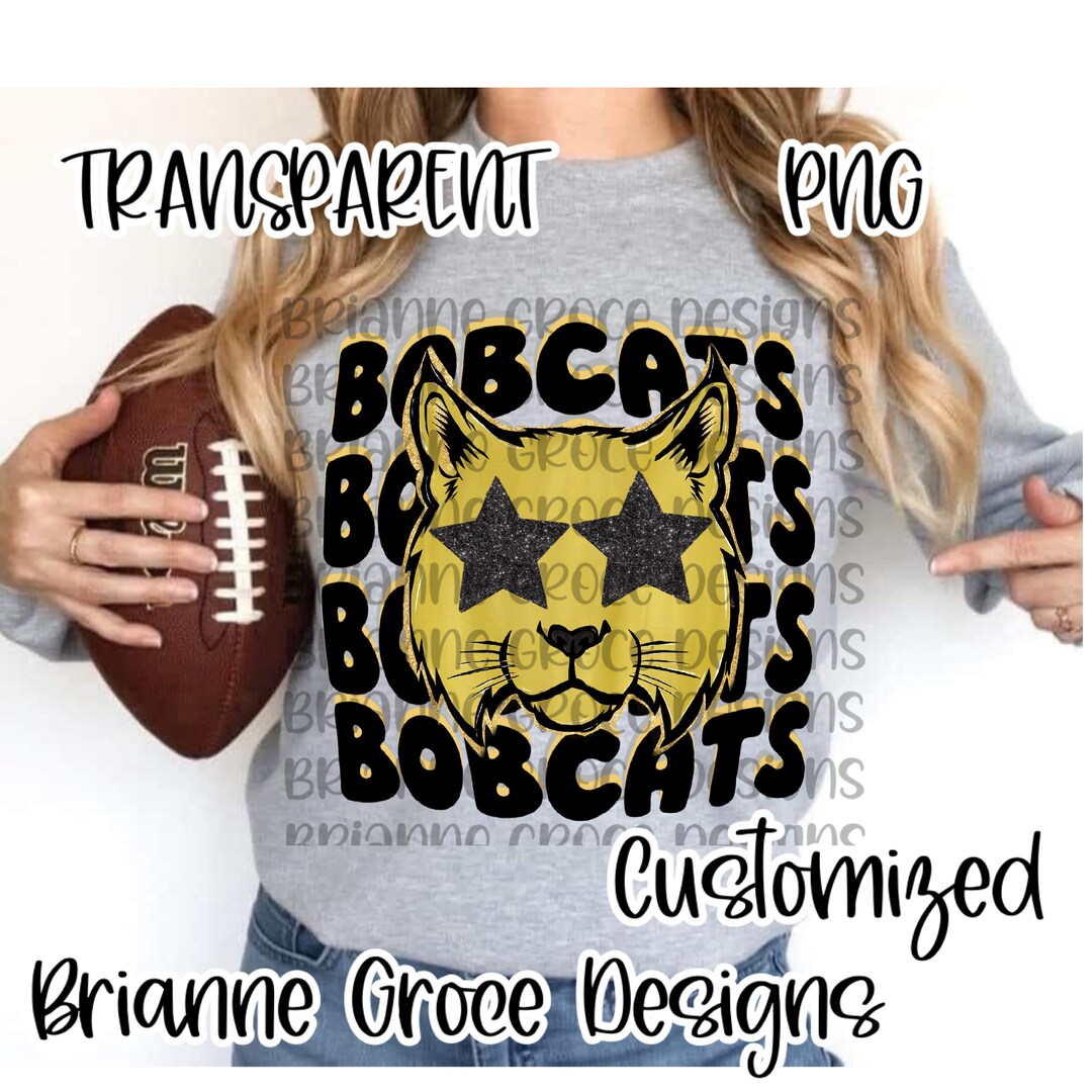 Bobcats Mascot Drawing Glitter Star Glasses Stacked Font Digital Design ...
