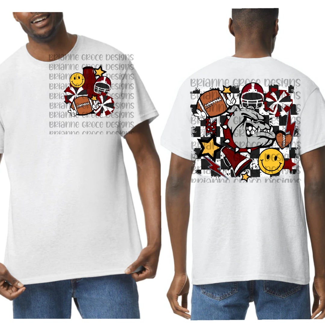 Maroon Bulldogs Checkered Retro Smiley Lightning Bolt Football Digital ...