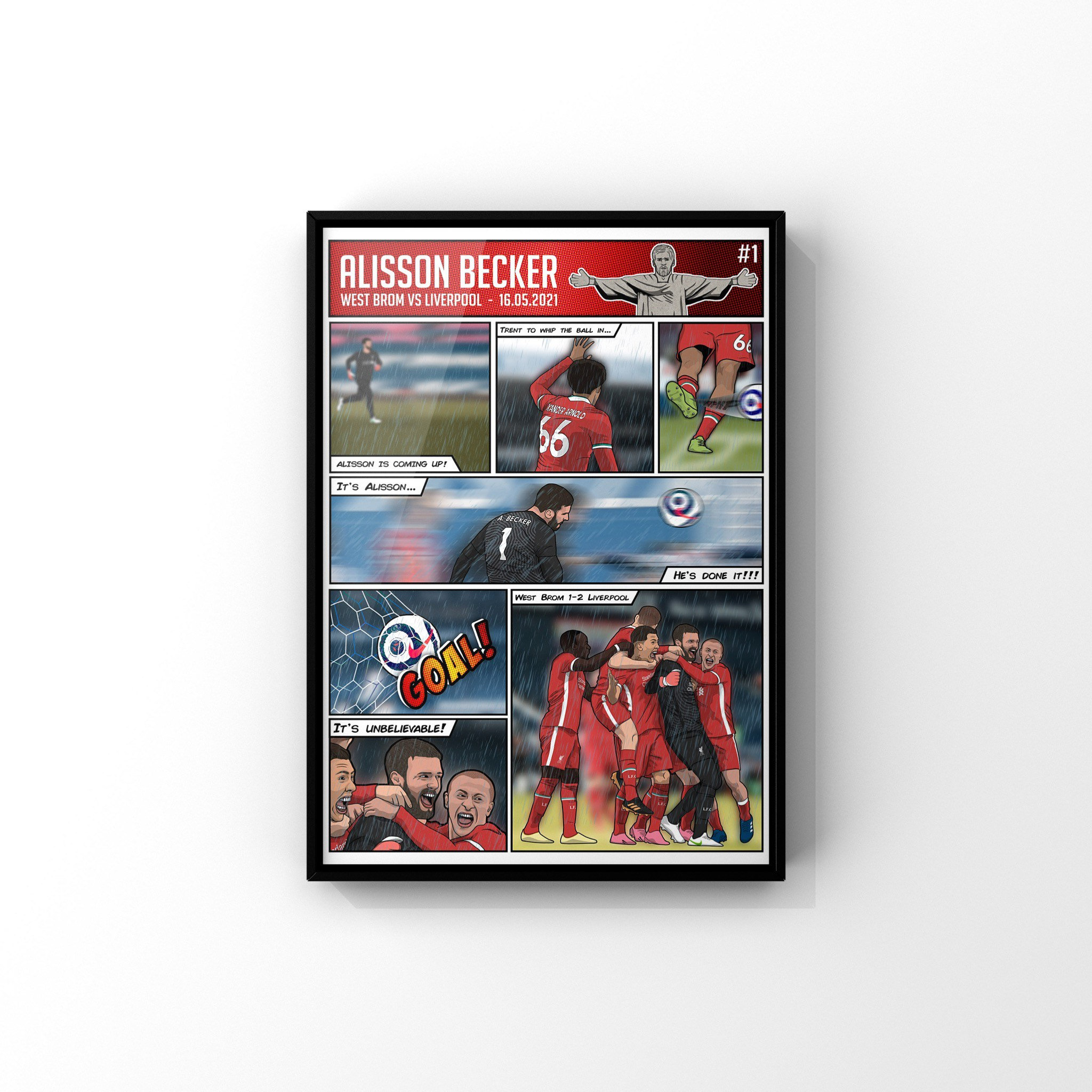 Alisson Becker Cabezazo de gol Liverpool Art Poster Print A4 A5 LFC ...