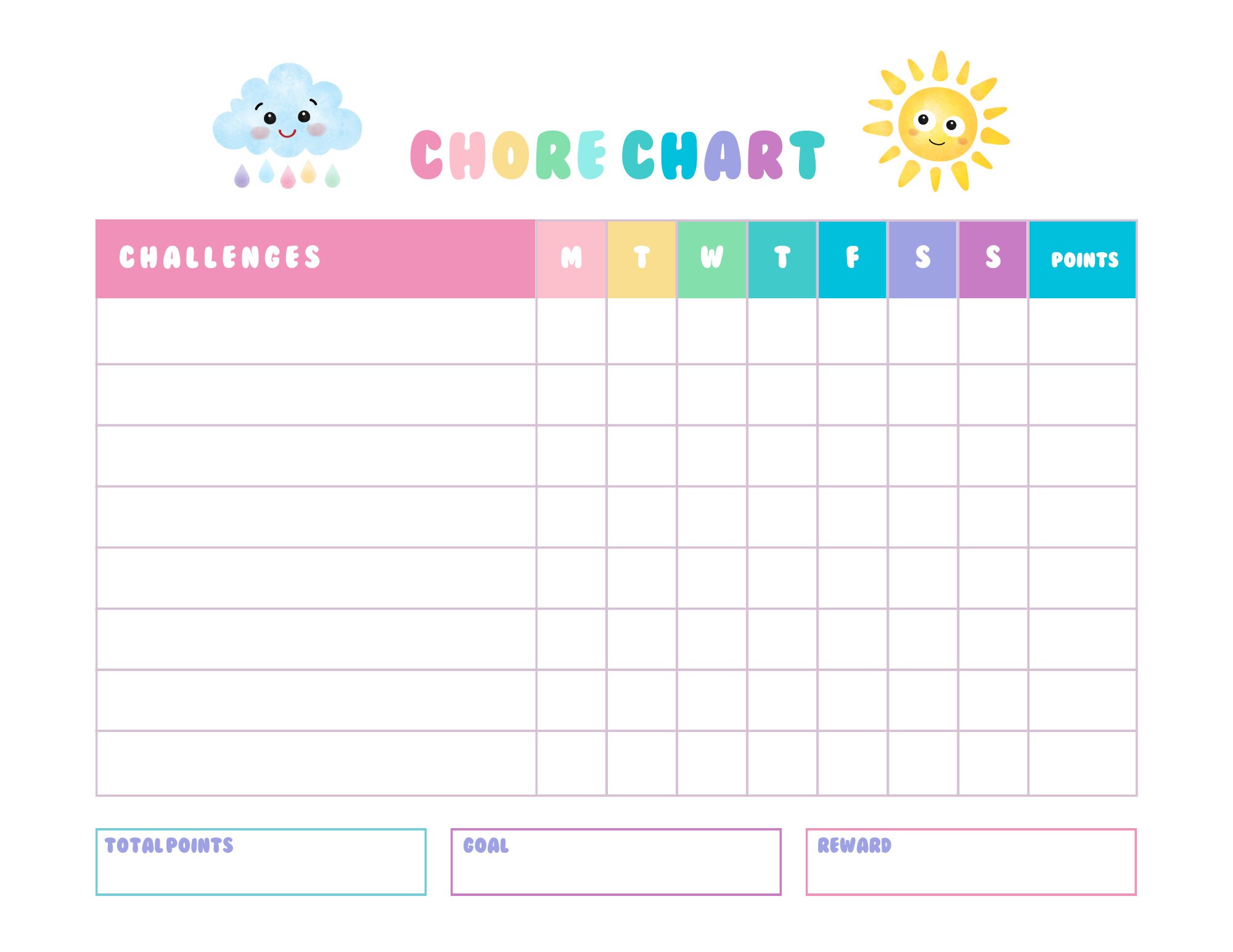 EDITABLE Rainbow Reward/ Chore Chart, Rainbow Behavior Chart, Pastel ...