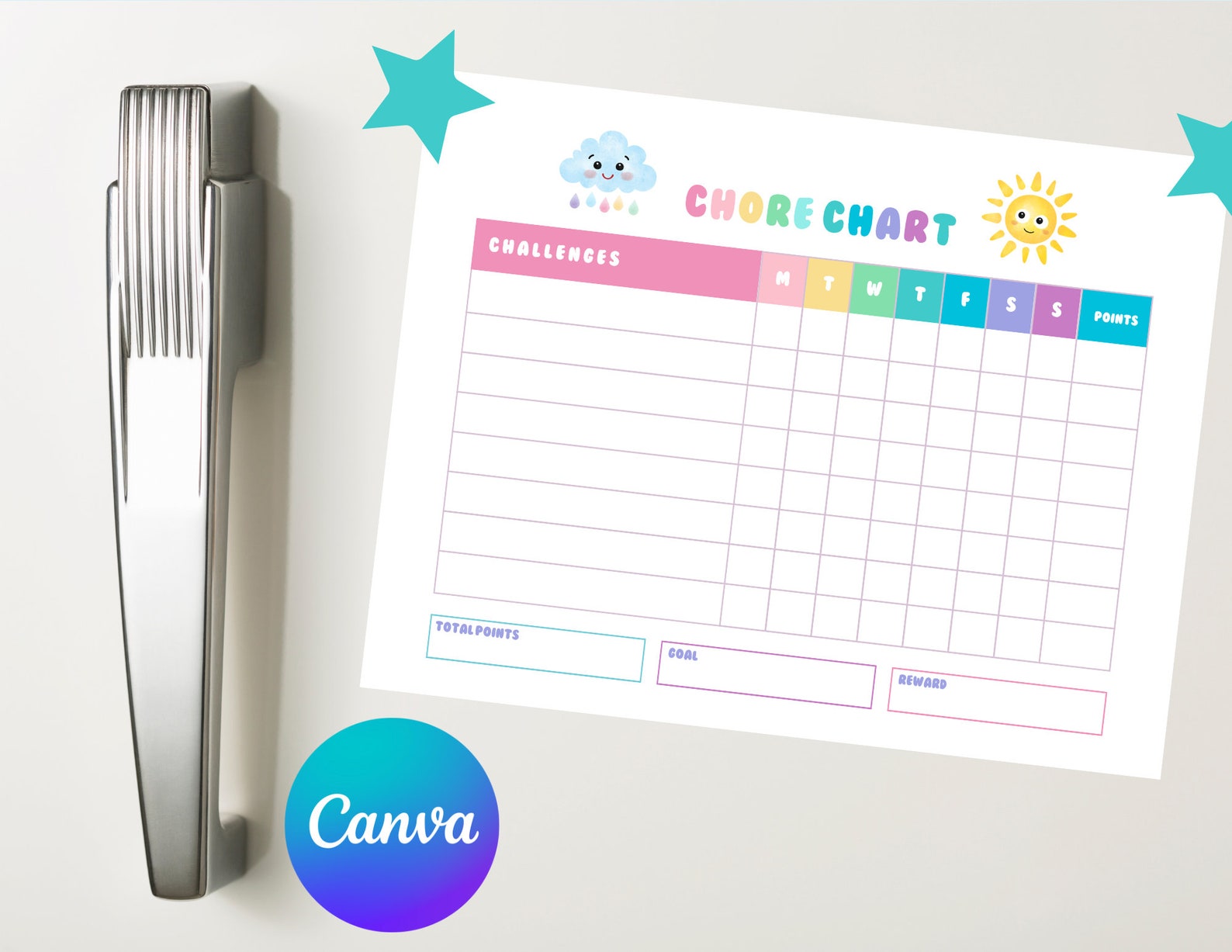 EDITABLE Rainbow Reward/ Chore Chart, Rainbow Behavior Chart, Pastel ...