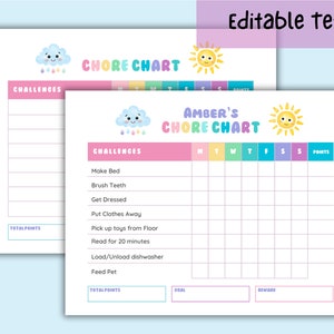 EDITABLE Rainbow Reward/ Chore Chart, Rainbow Behavior Chart, Pastel ...