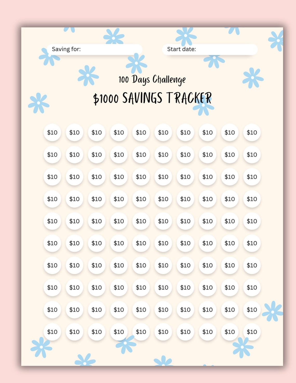 100 Day Challenge/ 5 Different Challenges Printable Tracker/ Digital ...