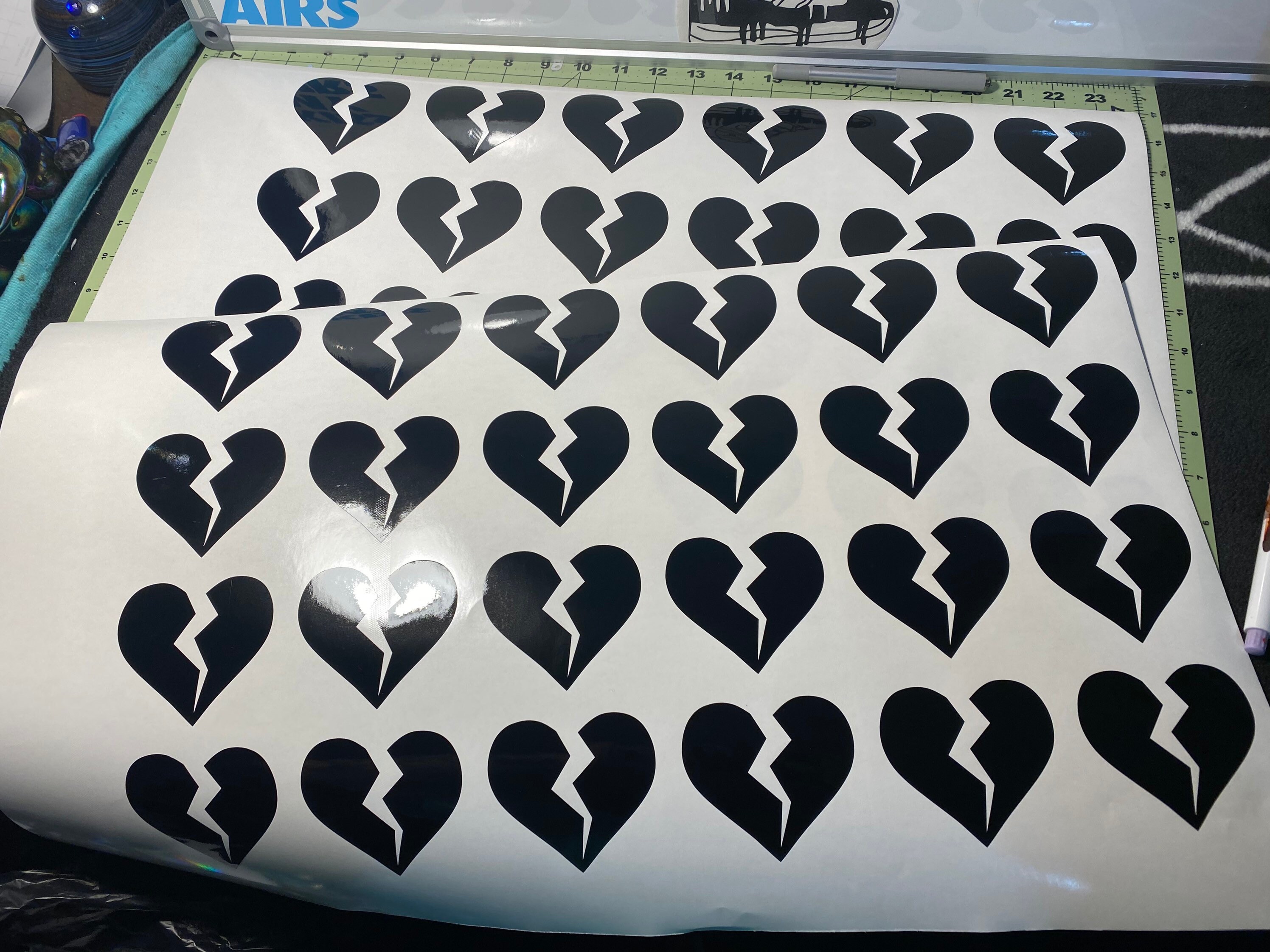 Broken Heart Decal Sticker Pack Choose your size color & | Etsy
