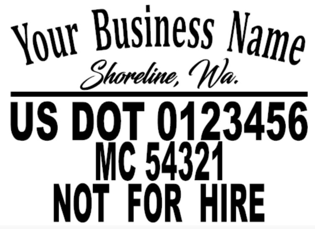 Custom US DOT Decal, Truck/van Vinyl Stickers - Etsy