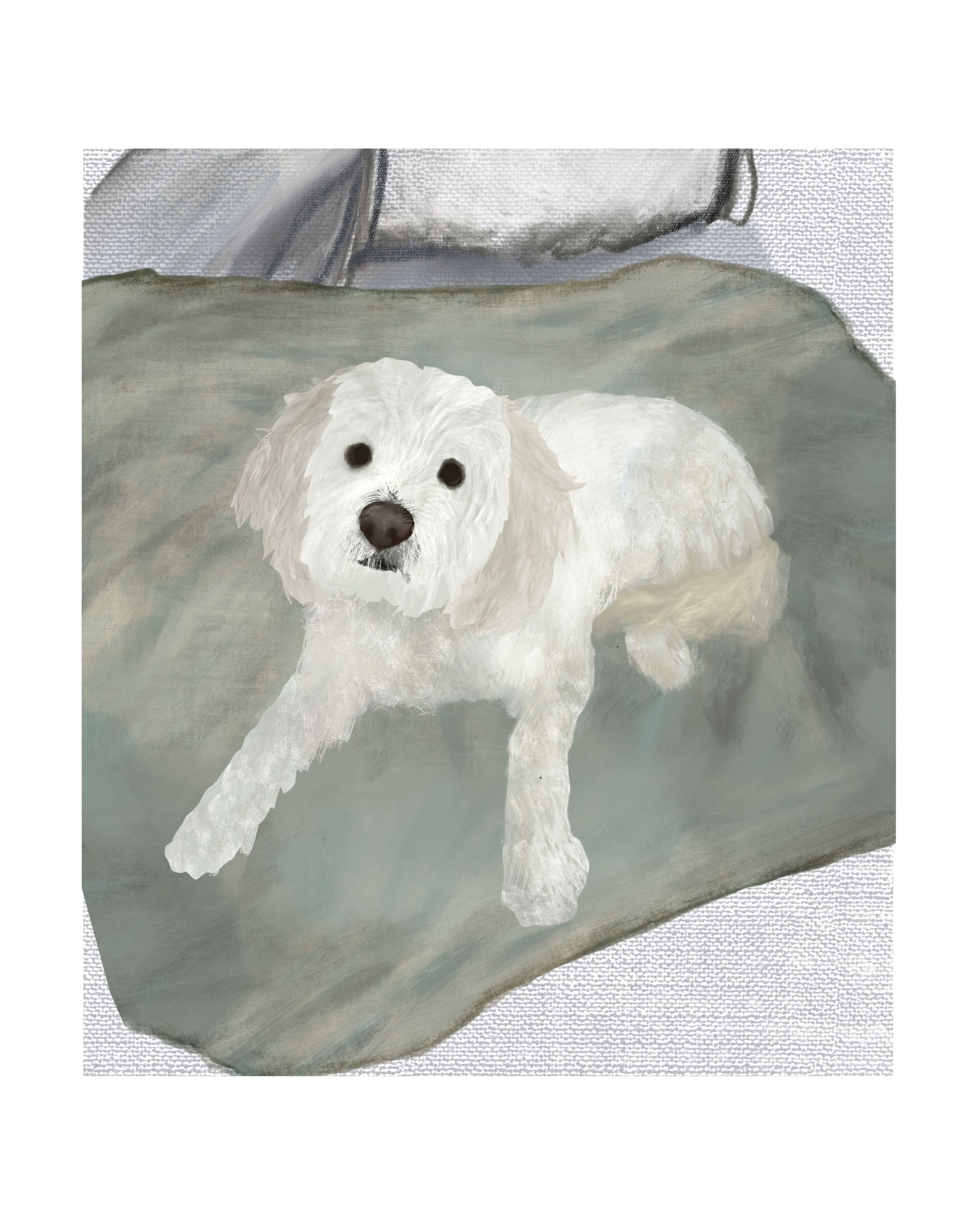 White Dog Fine Art Decor Digital Print Dog Painting Design | Etsy
