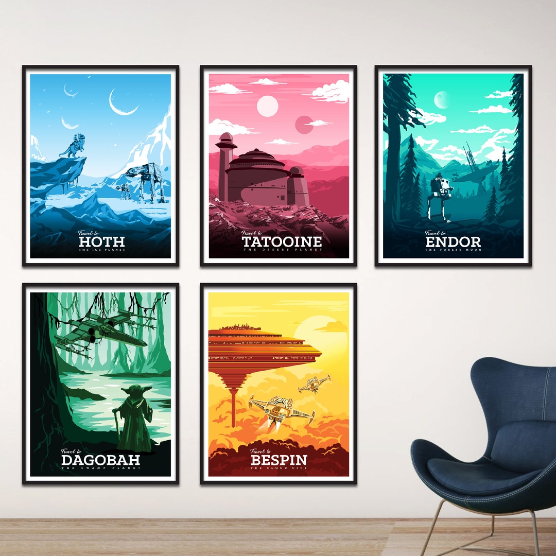 Star Wars Inspired Travel Posters | Set of 5 | Bespin | Hoth | Tatooine ...
