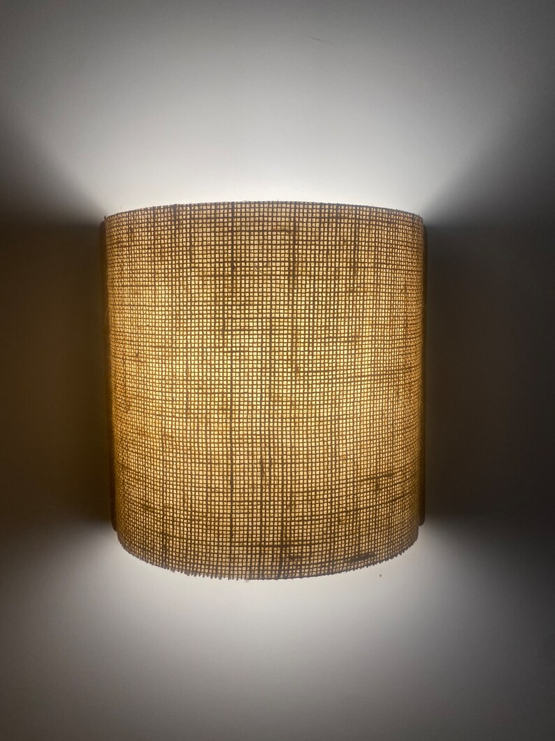 Raffia Wall Lamp. Oak Wall Lamp. Wooden Wall Lamp. Fabric Wall - Etsy