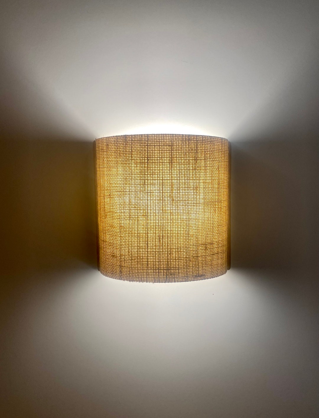 Raffia Wall Lamp. Oak Wall Lamp. Wooden Wall Lamp. Fabric Wall Lamp ...